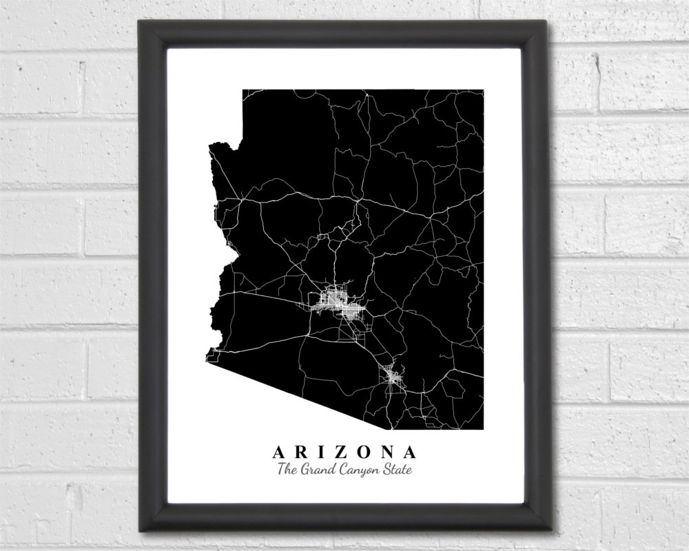 Arizona Map Art Map Print State Map Travel Gift | Etsy