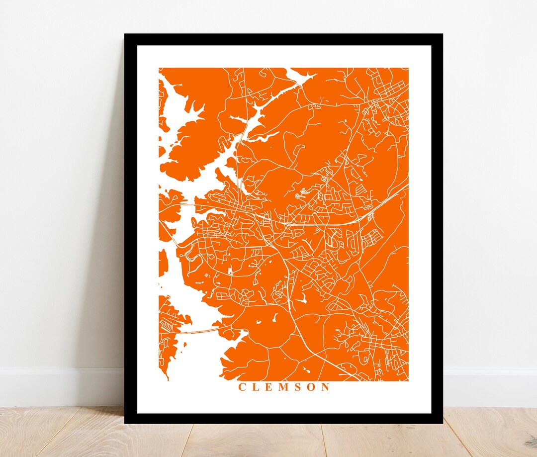 Clemson Map Art City Map Print South Carolina Travel Gift Home Office ...
