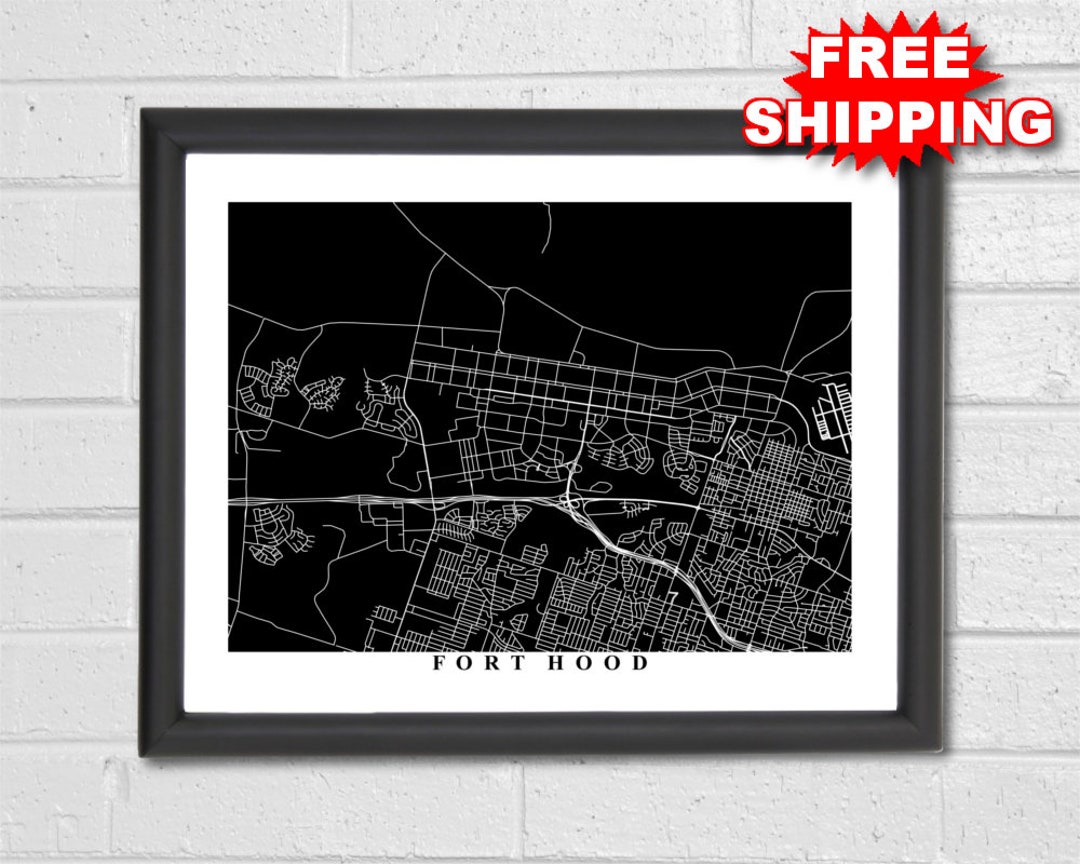 Fort Hood Army Base Map Art City Streets Map Print Texas - Etsy