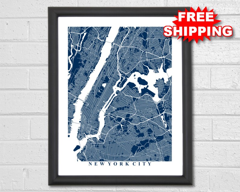 New York City Map Art Wall Art Print NYC Travel Gift | Etsy