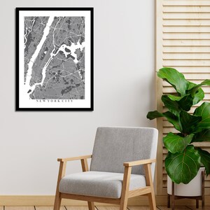 New York City Map Art Wall Art Print NYC Map Print of New York City ...