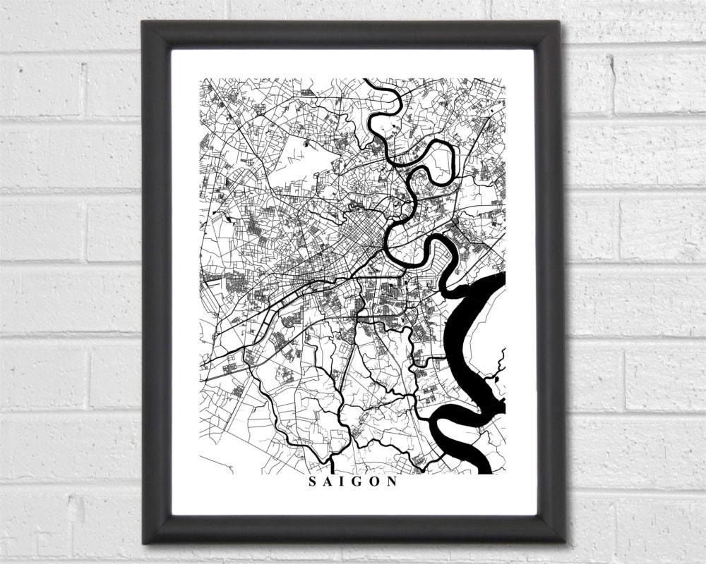 Saigon Map Art City Map Vietnam Travel Map Print | Etsy