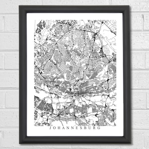 Johannesburg Map Art Map Print South Africa Johannesburg - Etsy
