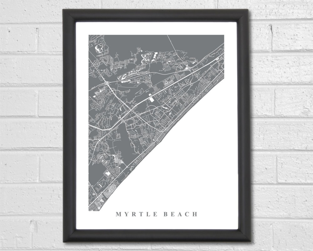 Myrtle Beach Map Art City Streets Map Print South Carolina - Etsy