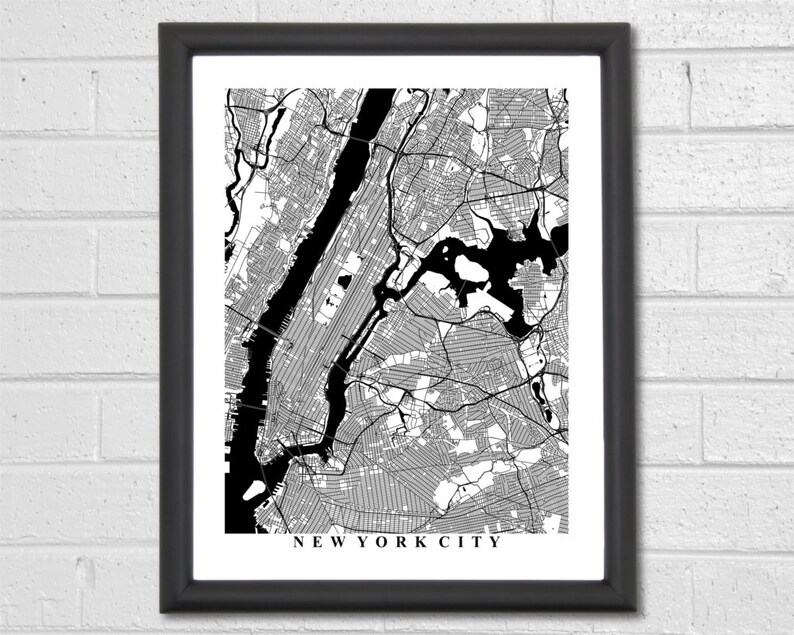 New York City Map Art Wall Art Print NYC Travel Gift | Etsy