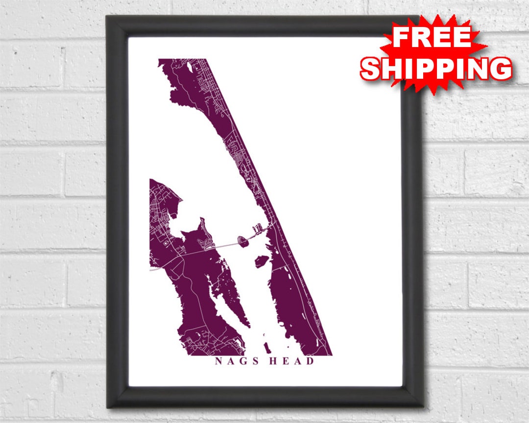 Nags Head Map Art City Streets Map Print North Carolina - Etsy