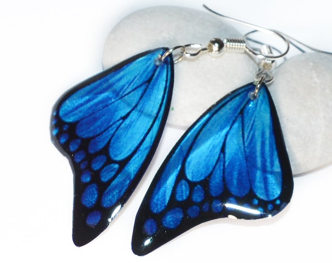 Deep Blue Butterfly Wing Earrings, Translucent Realistic Morpho Wings ...