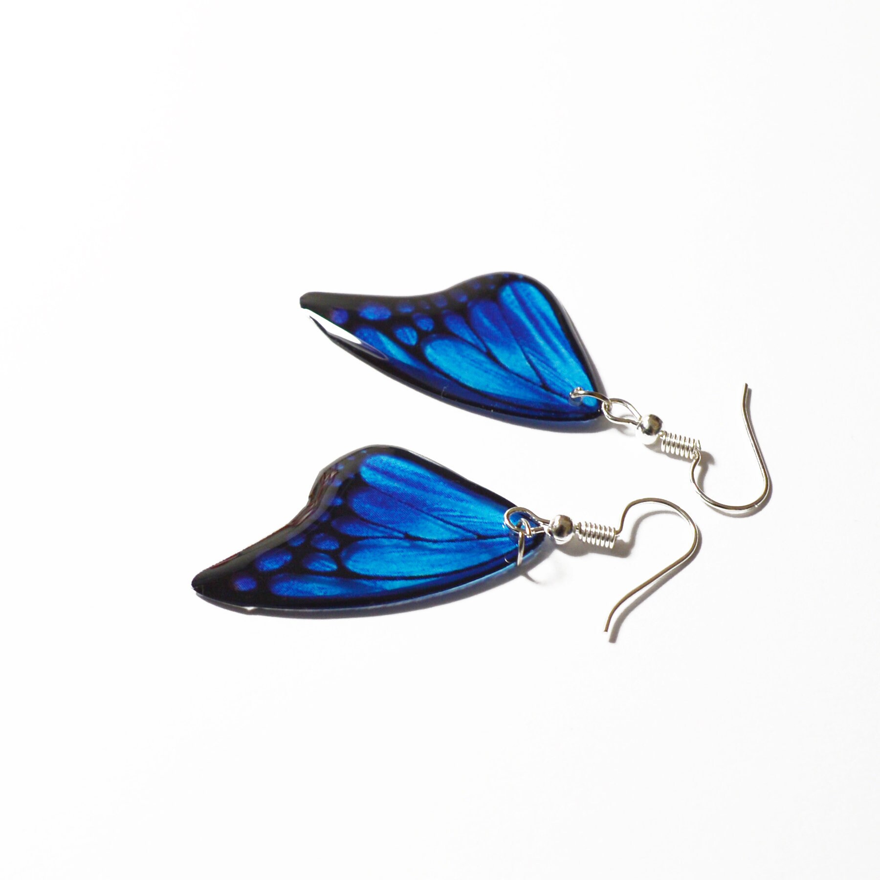 Deep Blue Butterfly Wing Earrings, Translucent Realistic Morpho Wings ...
