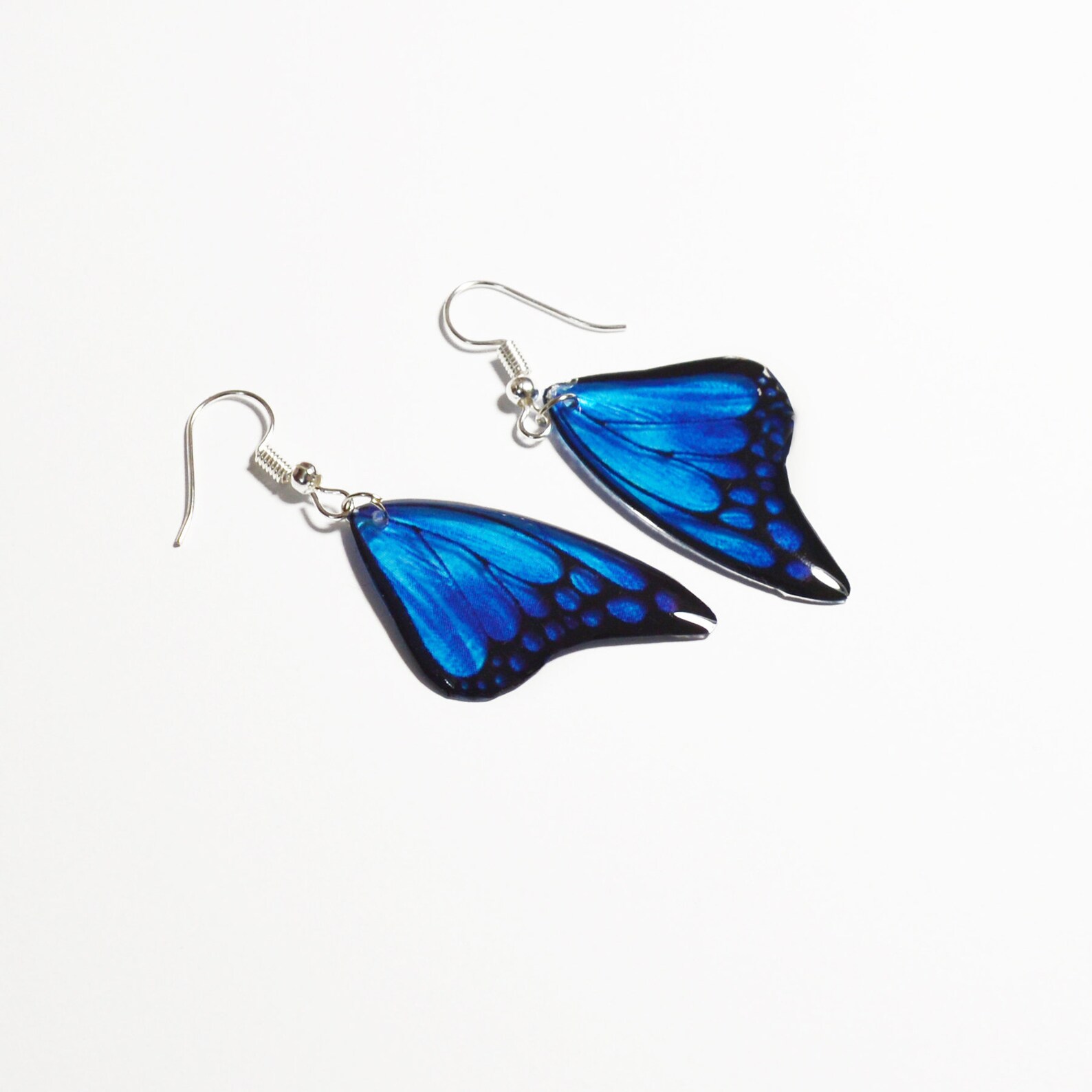 Deep Blue Butterfly Wing Earrings, Translucent Realistic Morpho Wings ...