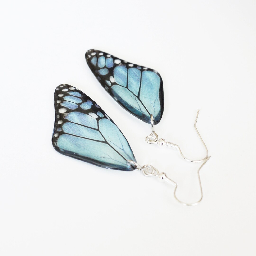 Baby Blue Butterfly Wings Earrings With Sterling Silver Hooks - Etsy