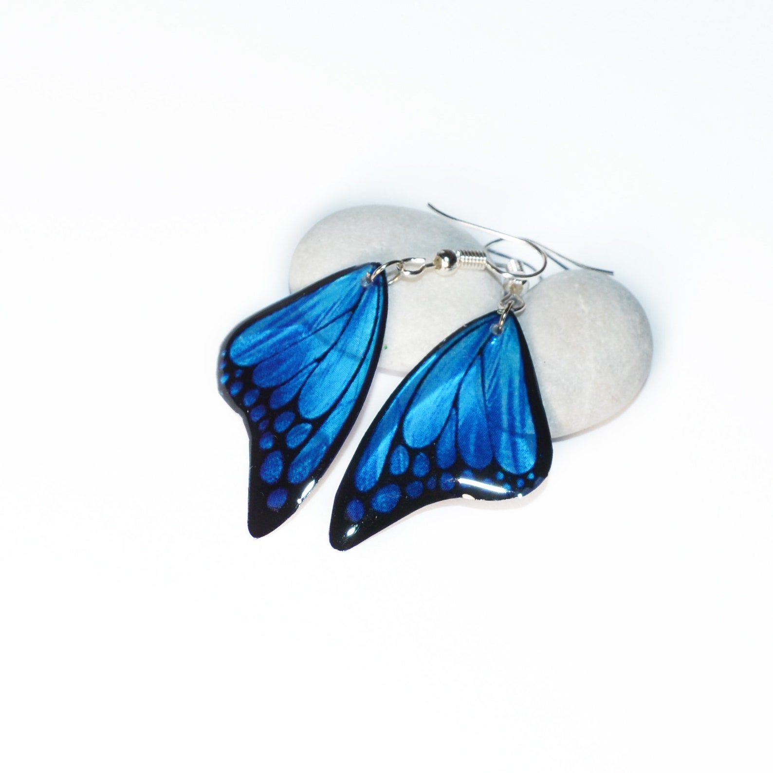 Deep Blue Butterfly Wing Earrings, Translucent Realistic Morpho Wings ...