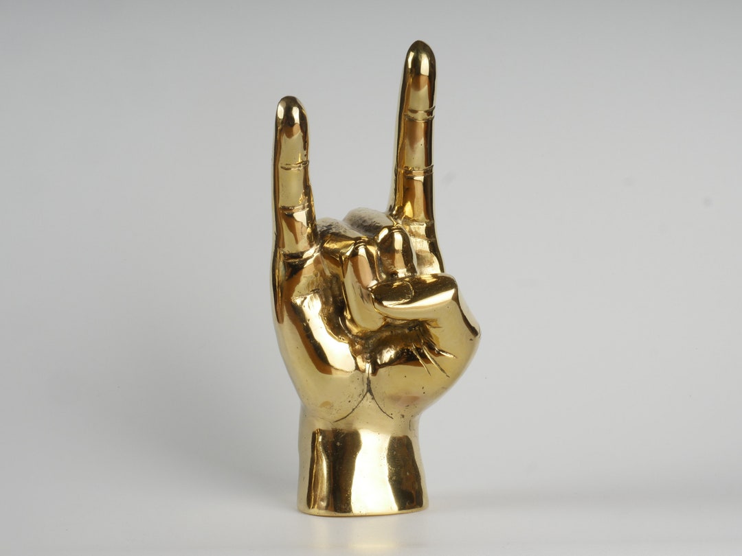 The LARGE Brass Hook Em Horns Sculpture - Texas Longhorns Spirit Decor ...