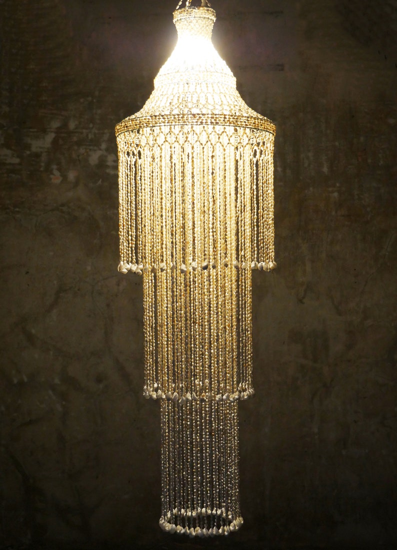 Nassa Shell Chandelier: Handmade Coastal Pendant Light - Etsy