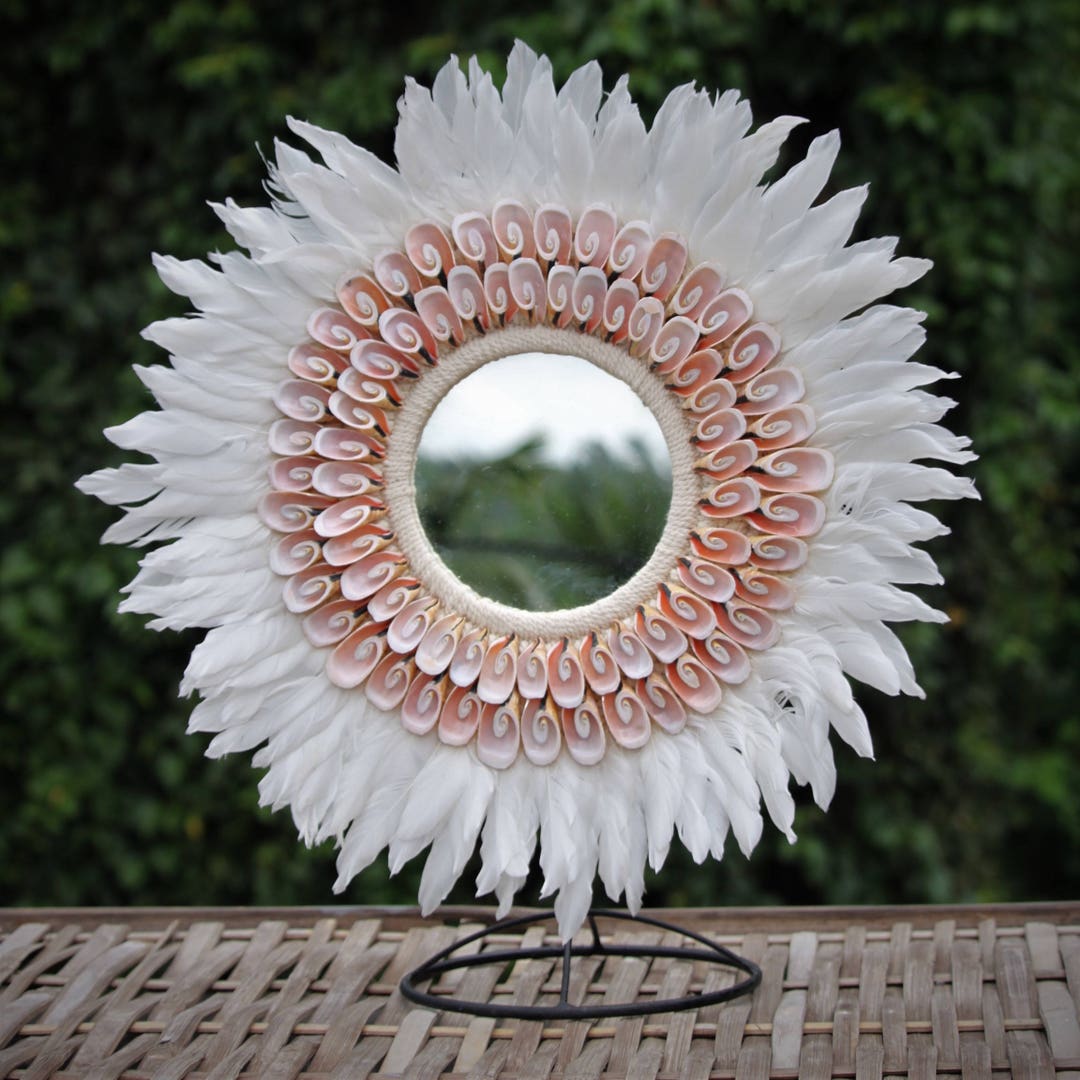 Papua Mirror - Boho Mirror - Sea Shell Mirror - Boho Chic - Feather ...