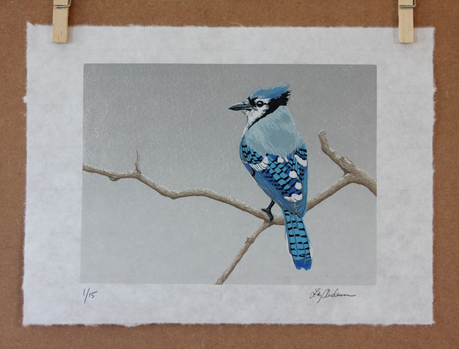 Blue Jay - Hand-pulled Linocut Print - Etsy