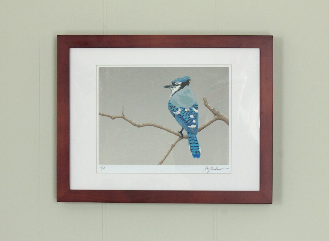 Blue Jay - Hand-pulled Linocut Print - Etsy