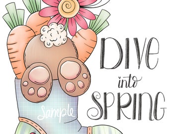 Hello Spring Chick PNG Clipart Commercial Use Instant | Etsy