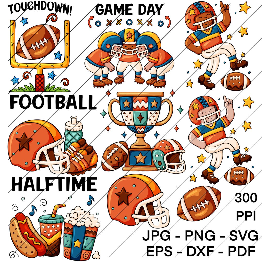 Game Day Football Clipart, Cutting & Engraving Files | Touchdown ...