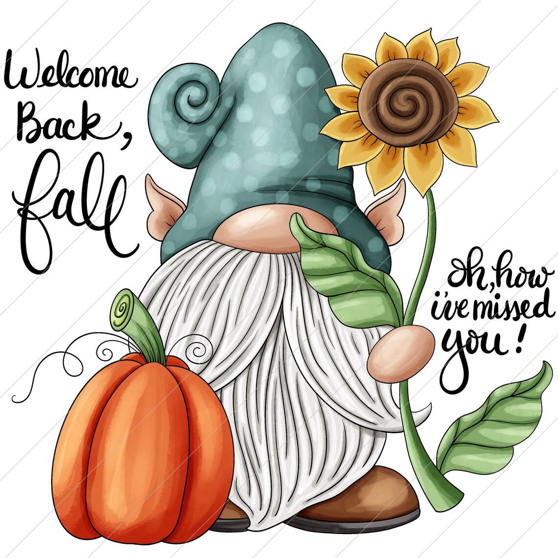 Welcome Back Fall Gnome - PNG Clipart Commercial Use Instant Digital ...