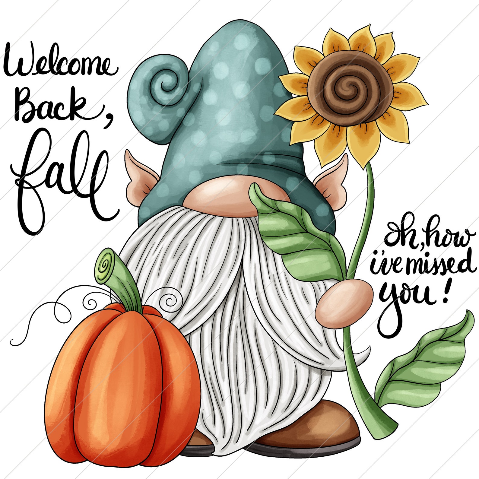 Welcome Back Fall Gnome PNG Clipart Commercial Use Instant - Etsy