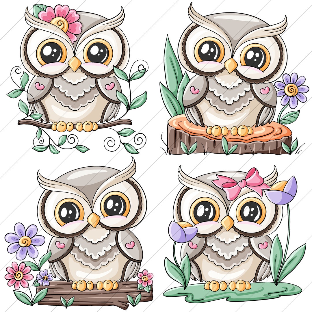 Spring Owls 2023 - Clip Art Designs Graphics Illustrations Sublimation ...
