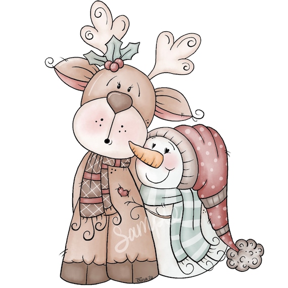 Christmas Reindeer Snowman PNG Clipart Commercial Use - Etsy