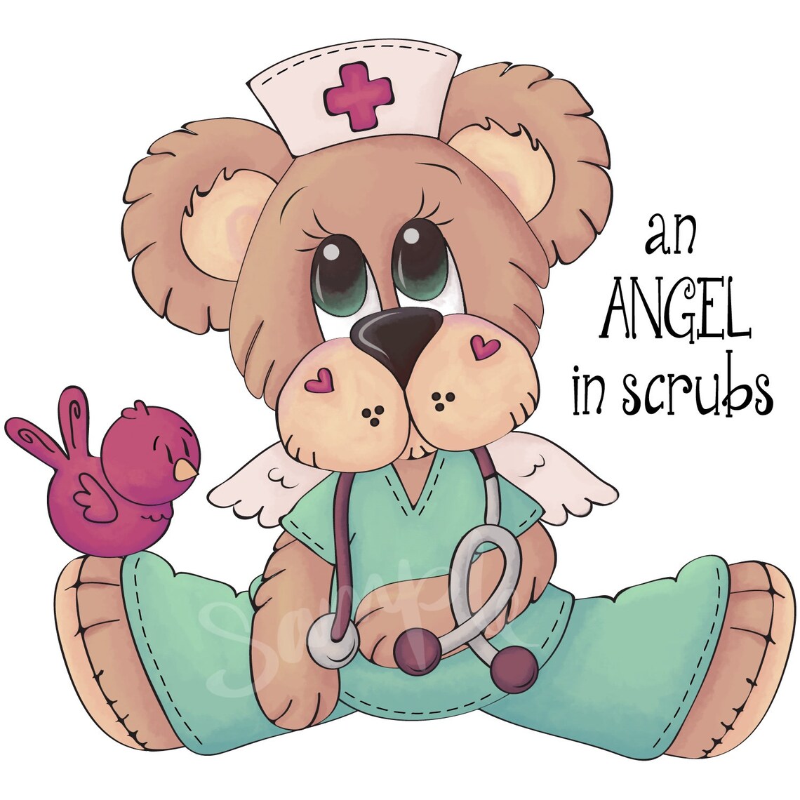 Angel in Scrubs 1 Teddy Bear PNG Clipart Commercial Use - Etsy