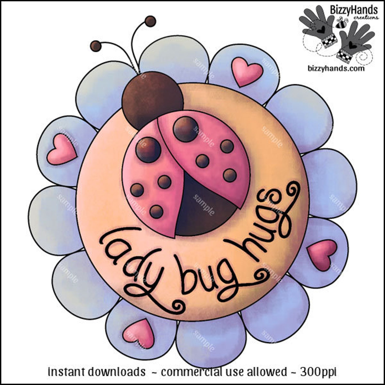 Ladybug Hugs - PNG Clipart Commercial Use Instant Digital Download Dye ...