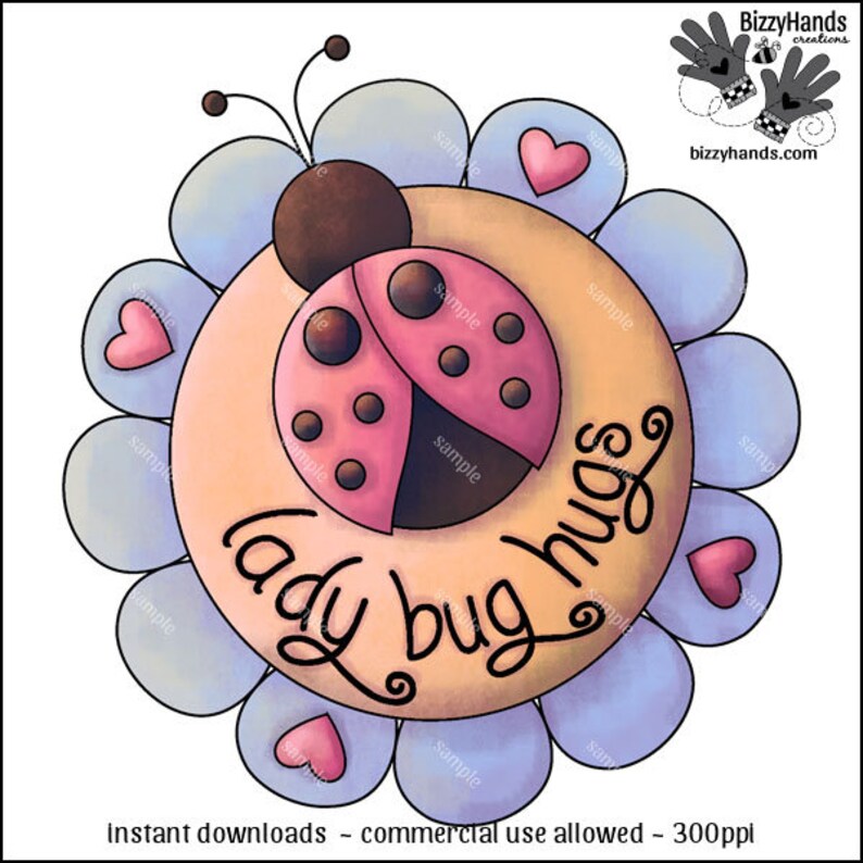Ladybug Hugs - PNG Clipart Commercial Use Instant Digital Download Dye ...