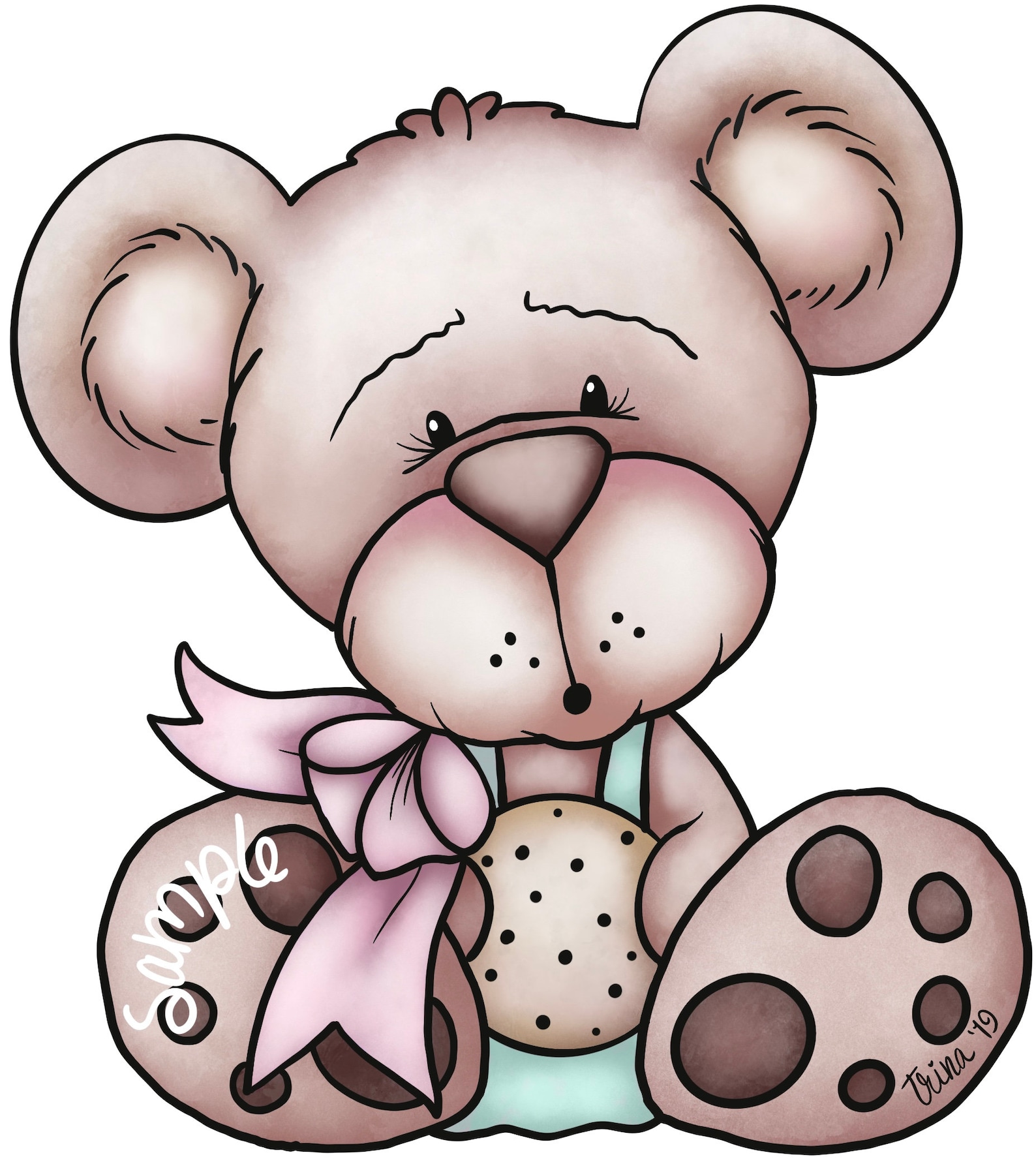 Cookie Bear - PNG Clipart Commercial Use Instant Digital Download Dye ...
