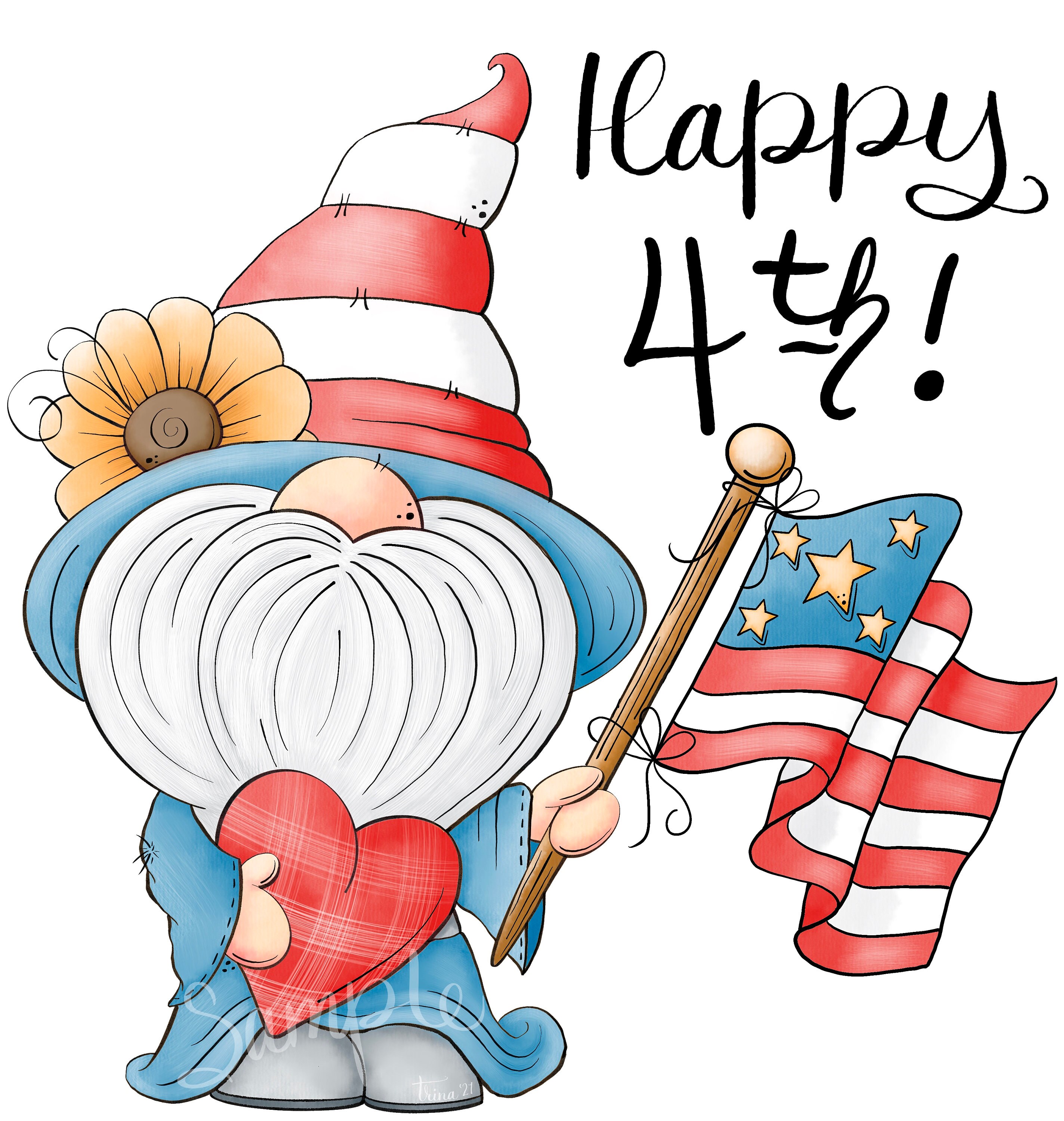 Patriotic Gnomes Sublimation 2 File Set Independence Day Fourth Of July