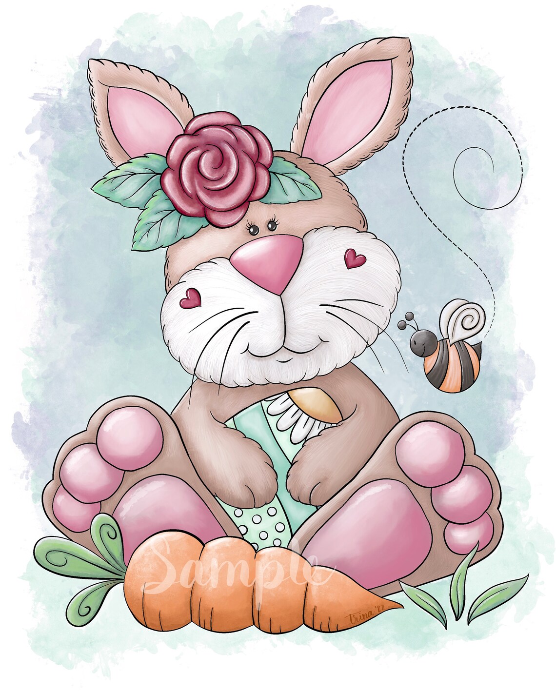 Spring Bunny Rabbit Belle - PNG Clipart Commercial Use Instant Digital ...