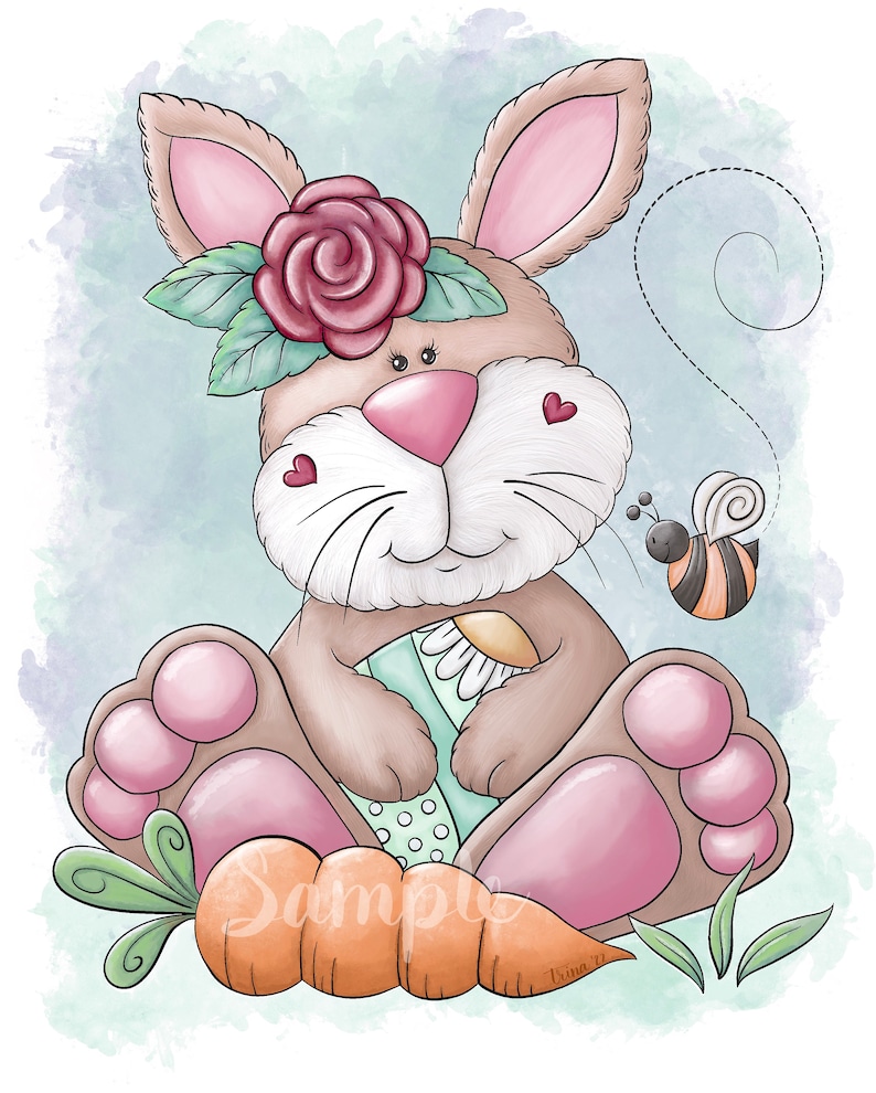 Spring Bunny Rabbit Belle PNG Clipart Commercial Use Instant - Etsy