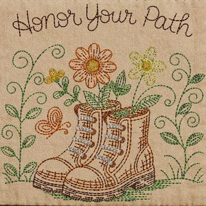 Vintage Boots Sketch Embroidery Design 4x4 and 5x5: Honor Your Path ...