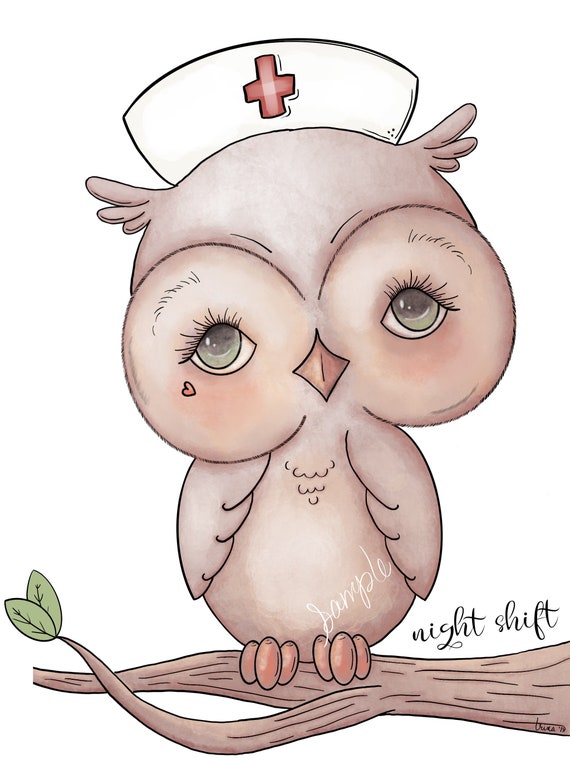 Night Shift Nurse Owl PNG Clipart Commercial Use Instant - Etsy