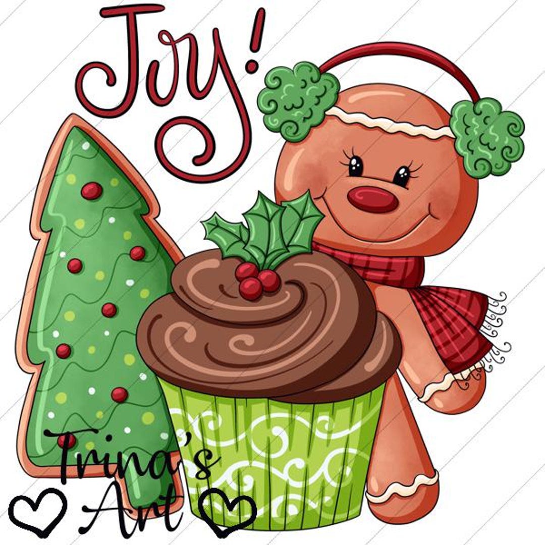 Joy Gingerbread Cookies 1 Christmas Clip Art - PNG Clipart Commercial ...