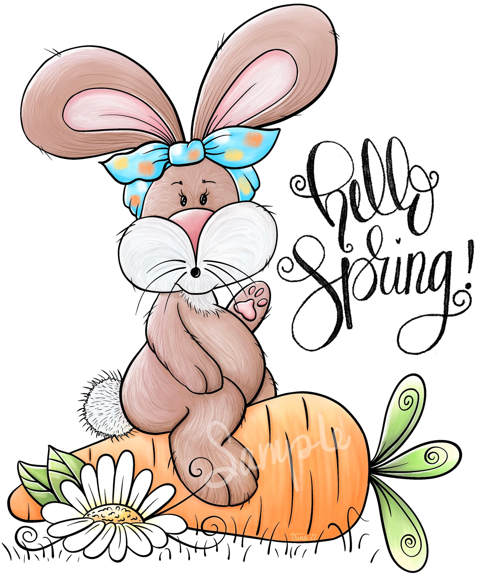 Hello Spring Bunny PNG Clipart Commercial Use Instant Digital Download ...