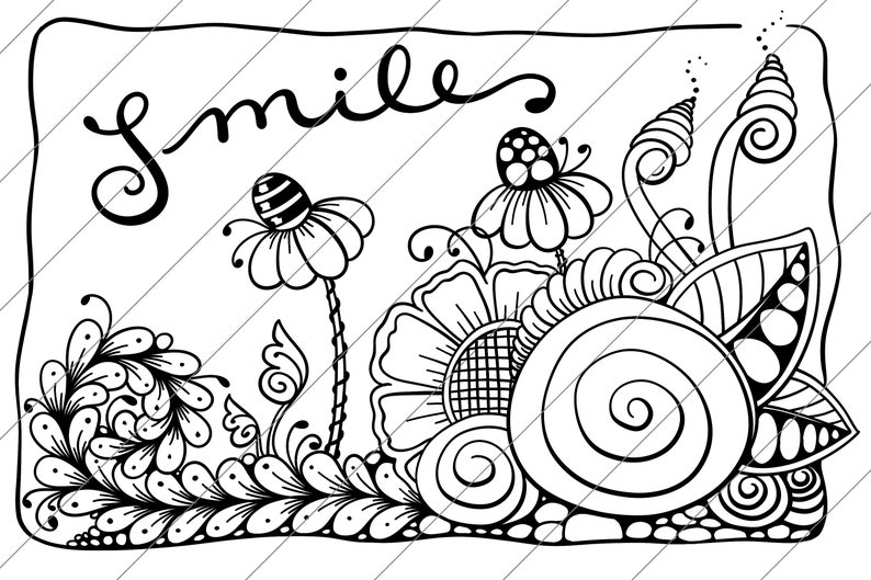 Smile Doodle Cut & Color File SVG DXF PNG Eps for Print - Etsy