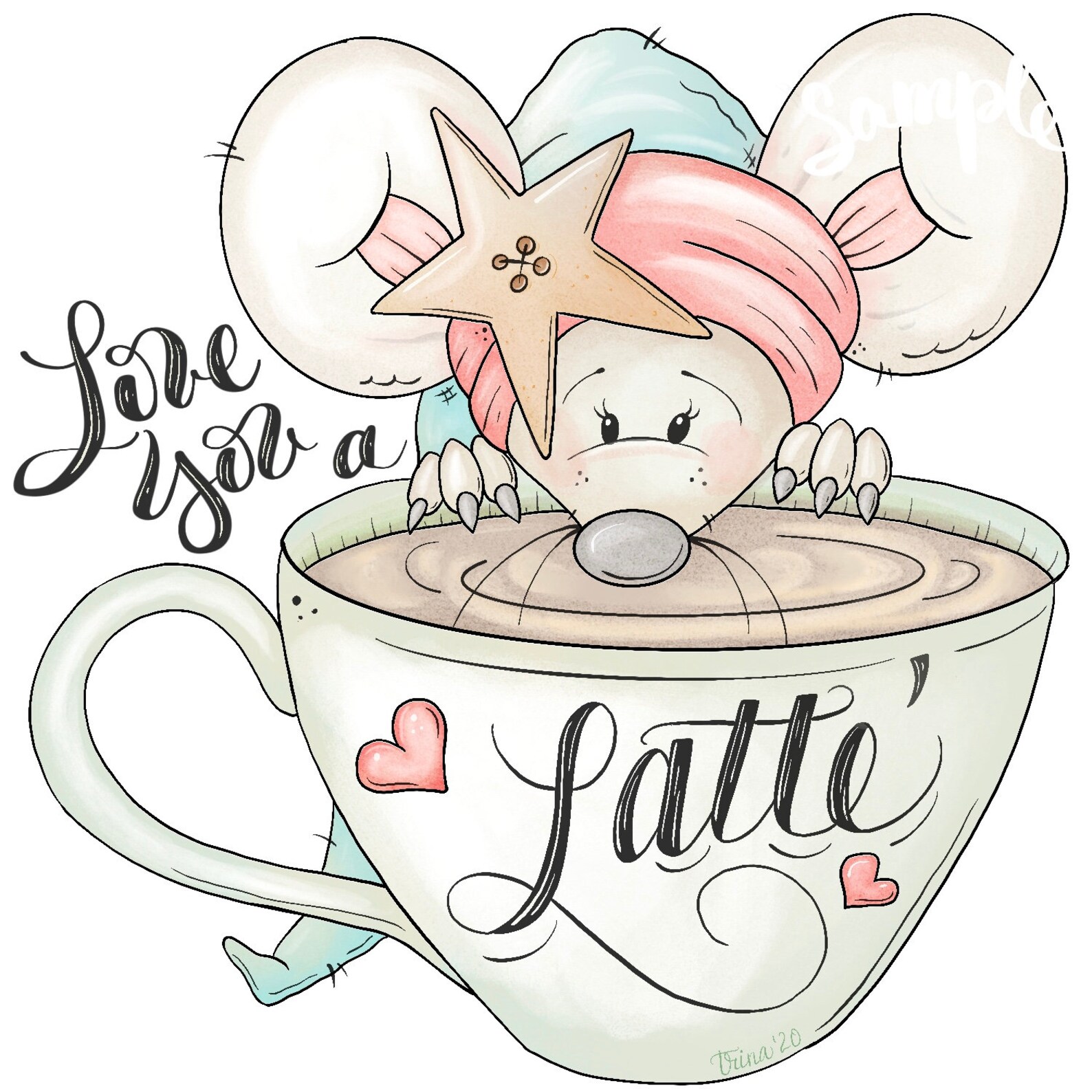 Love You a Latte Coffee Cup PNG Clipart Commercial Use | Etsy