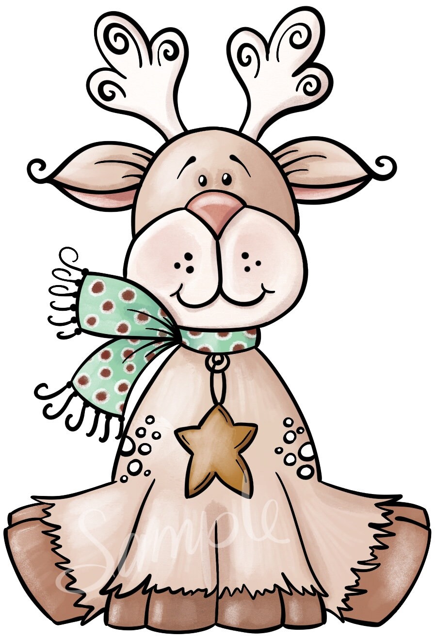 Christmas Reindeer Family Clip Art Designs Graphics - Etsy