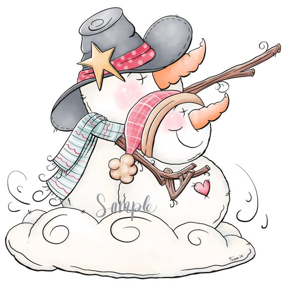 Warm Hugs Snowmen PNG Clipart Commercial Use Instant Digital - Etsy