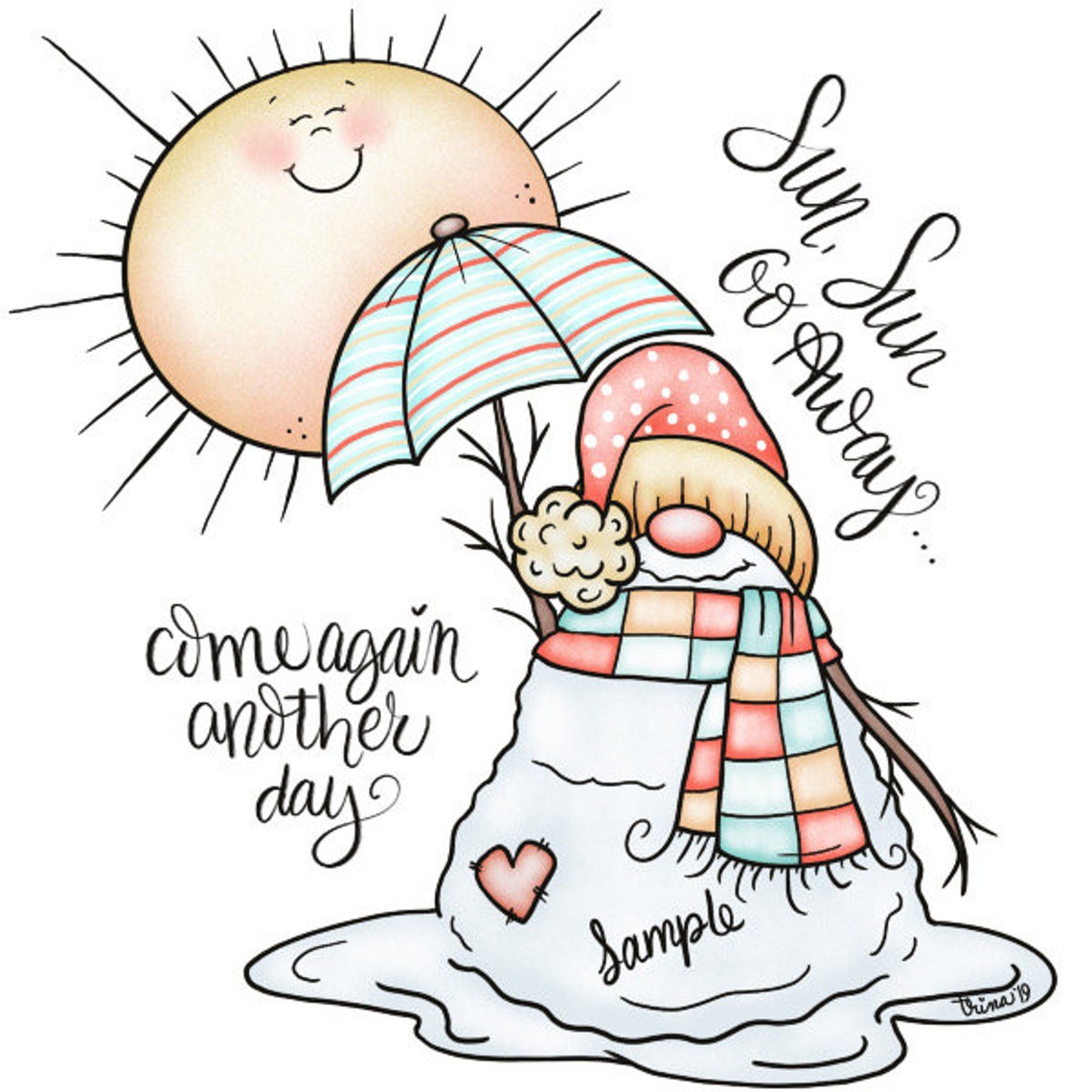Sun Sun Go Away Snowman - PNG Clipart Commercial Use Instant Digital ...