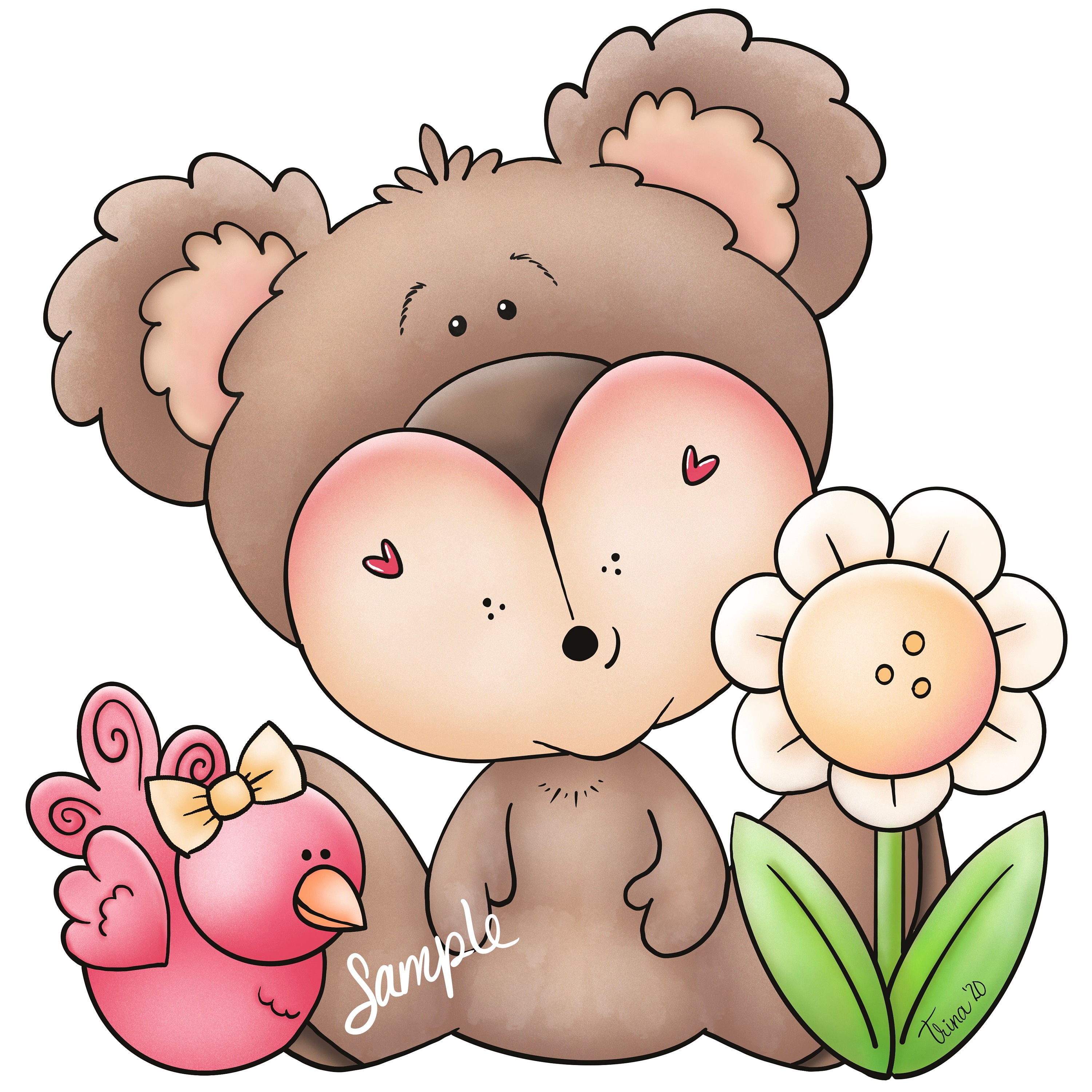 Spring Teddy Bear & Bird PNG Clipart Commercial Use Instant | Etsy
