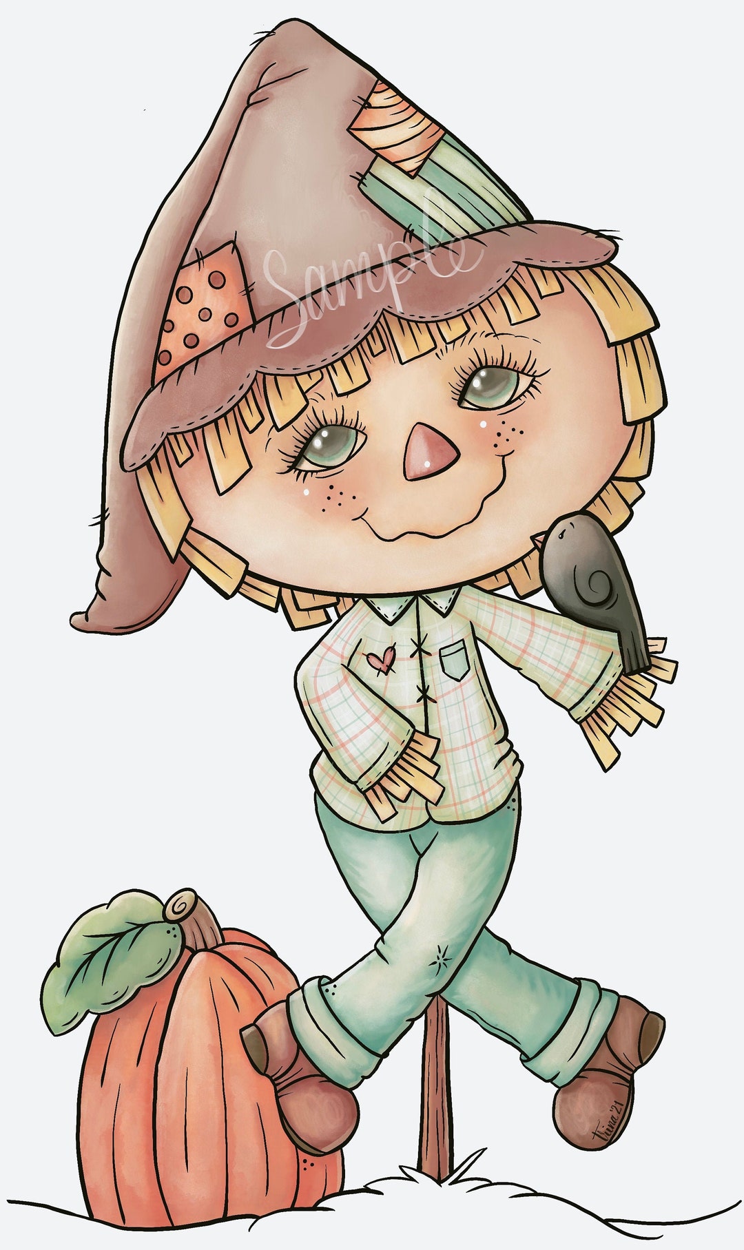 Crow & Scarecrow PNG Clipart Commercial Use Instant Digital - Etsy
