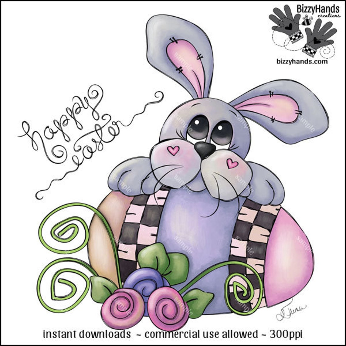 Happy Easter Bunny PNG Clipart Commercial Use Instant - Etsy