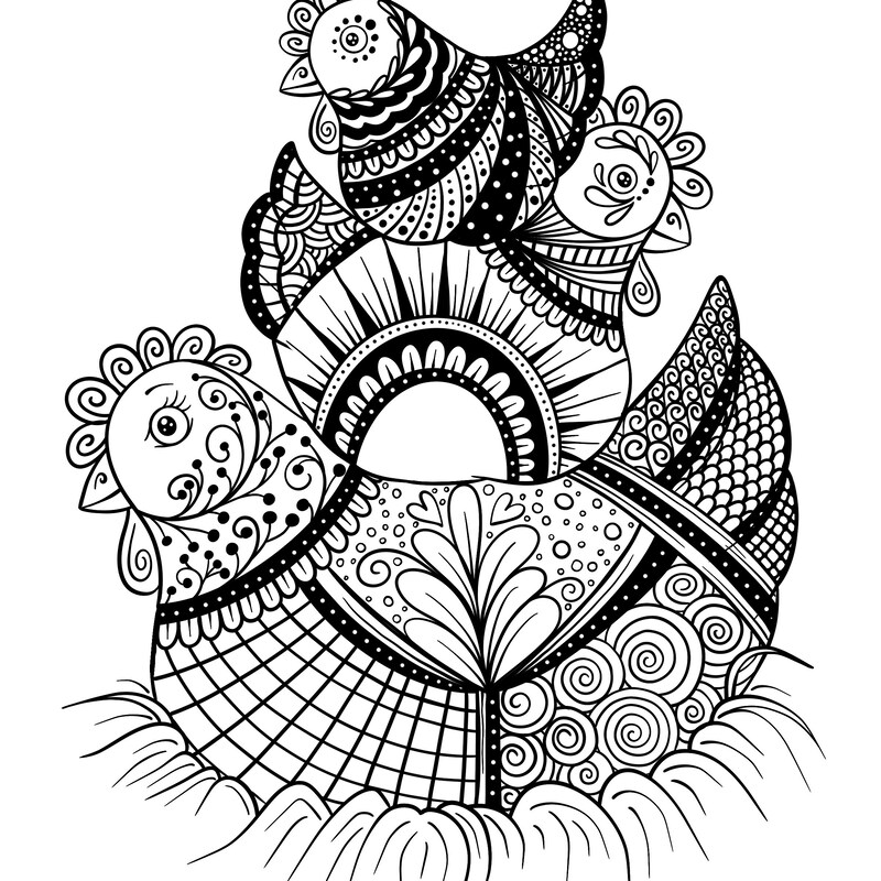 Zentangle Chicken - Etsy