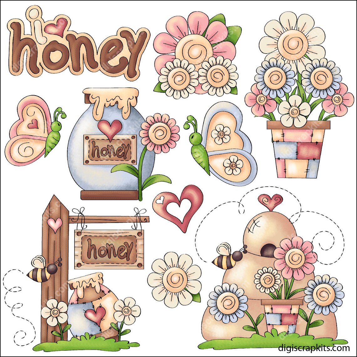 Happy Spring Clip Art Designs Graphics Illustrations - Etsy