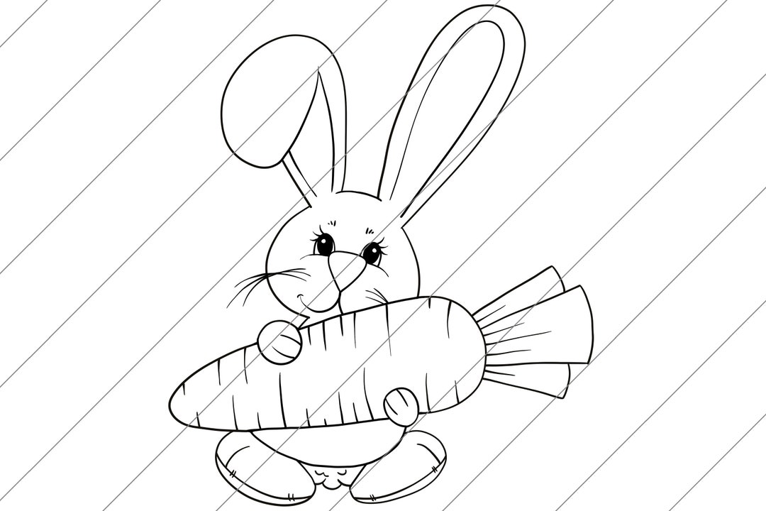 Bunny and Carrot Front Cut & Color File - SVG, DXF, PNG, Eps for Print ...