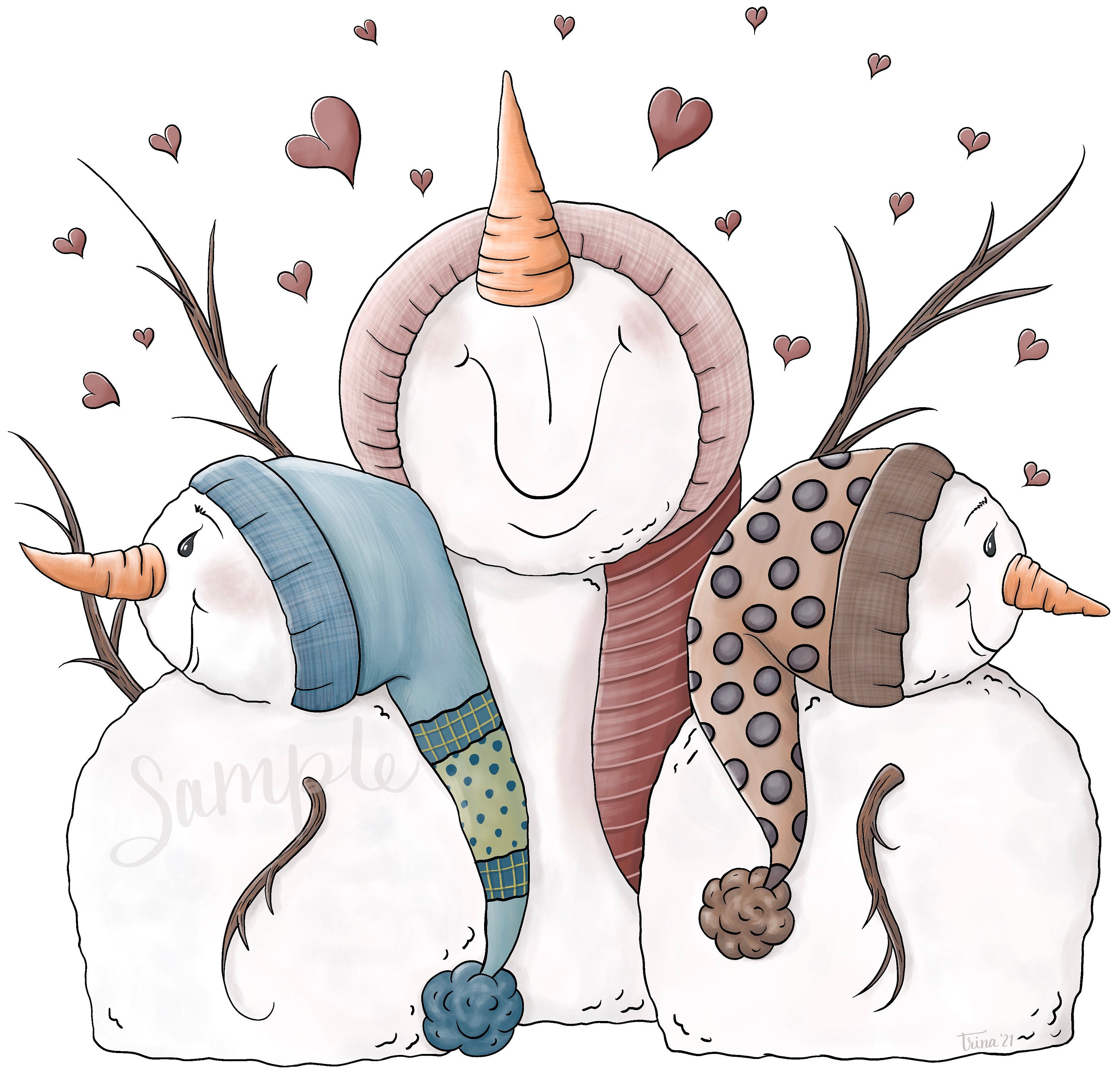 Primitive Snowman Clipart