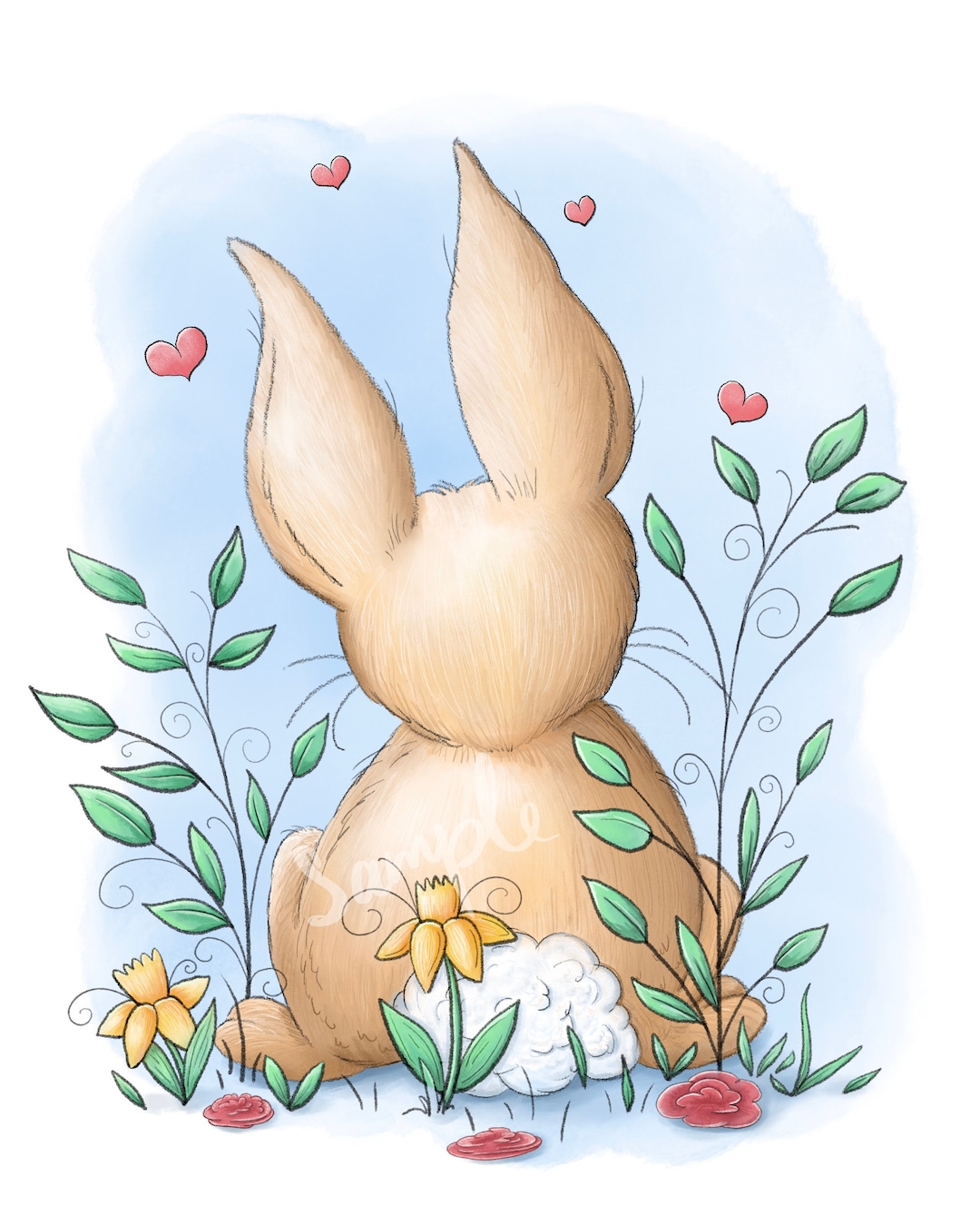 Watercolor Bunny Rabbit - PNG Clipart Commercial Use Instant Digital ...